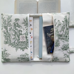 Toile De Jouy Fabric , Book Sleeve, Book Bag, Book Purse, Book ...