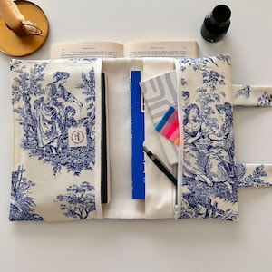 Toile De Jouy Fabric,book Sleeve, Book Bag, Book Purse, Book Protector ...