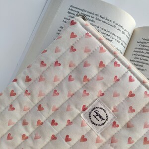 Cream With Soft Red Heart Pattern Book Cover - Etsy