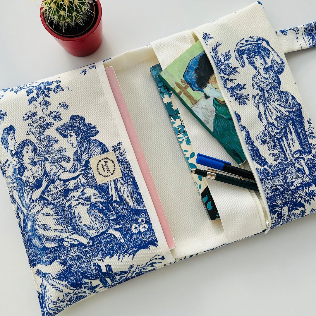 Toile De Jouy Fabric,book Sleeve, Book Bag, Book Purse, Book Protector ...