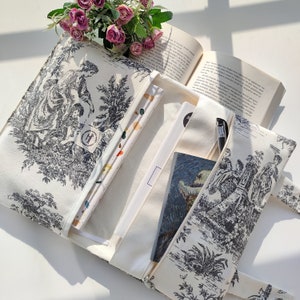 Toile De Jouy Fabric,book Sleeve, Book Bag, Book Purse, Book Protector ...