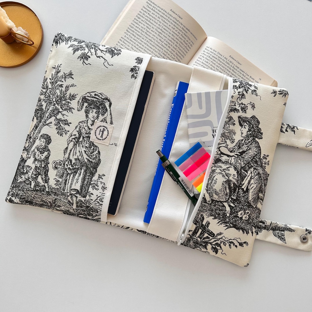 Toile De Jouy Fabric,book Sleeve, Book Bag, Book Protector, Bookish ...