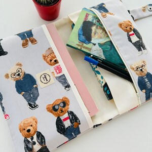 Charming Bear Pattern Book Organizer – Handmade Fabric Book Storage ...