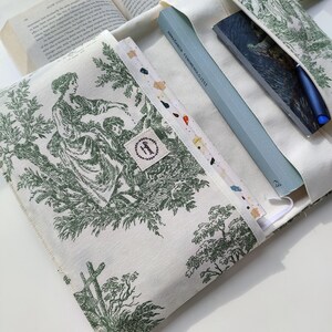 Toile De Jouy Fabric , Book Sleeve, Book Bag, Book Purse, Book ...