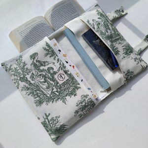 Toile De Jouy Fabric , Book Sleeve, Book Bag, Book Purse, Book ...