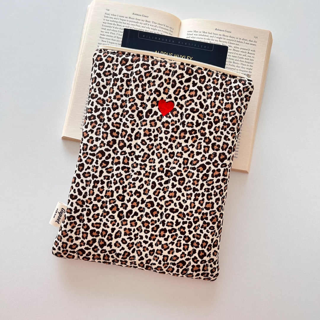 Leopard Print Book Sleeve, Padded Sleeve for Book Lovers, Handmade Book ...