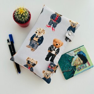 Charming Bear Pattern Book Organizer – Handmade Fabric Book Storage ...