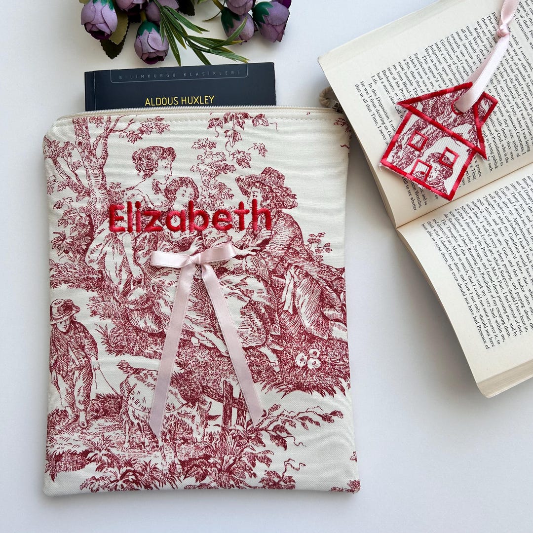 Toile De Jouy Book Sleeve ,handmade Custom Book Sleeve, Personalized ...