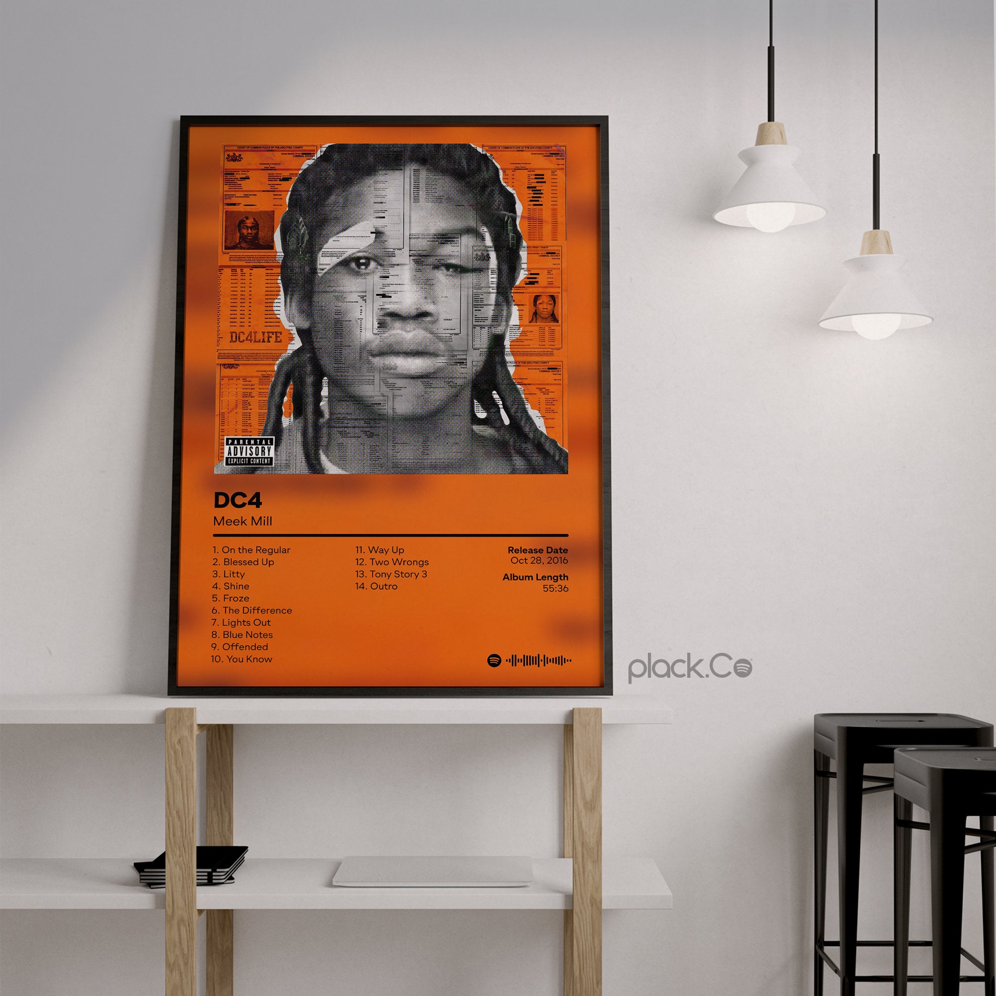Meek Mill DC4 Custom Album Poster Hip Hop Print Meek Mill Poster Custom ...