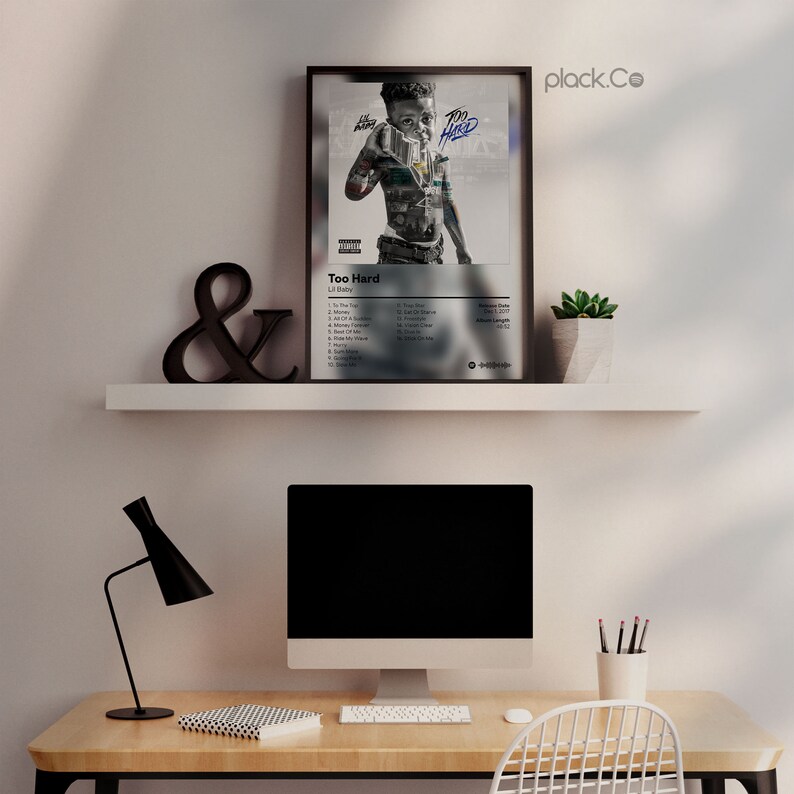 Lil Baby Too Hard Affiche d'album personnalisée Art mural Hip Hop Lil ...