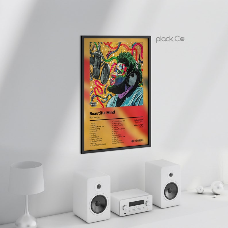 Rod Wave Beautiful Mind Custom Album Print Hip Hop Wall Art ...