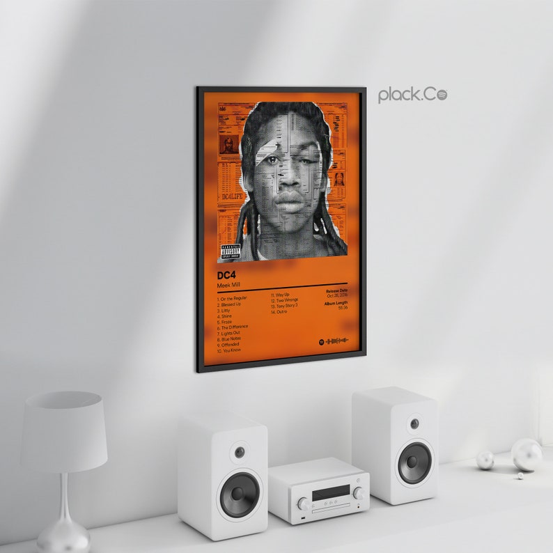 Meek Mill DC4 Custom Album Poster Hip Hop Print Meek Mill Poster Custom ...