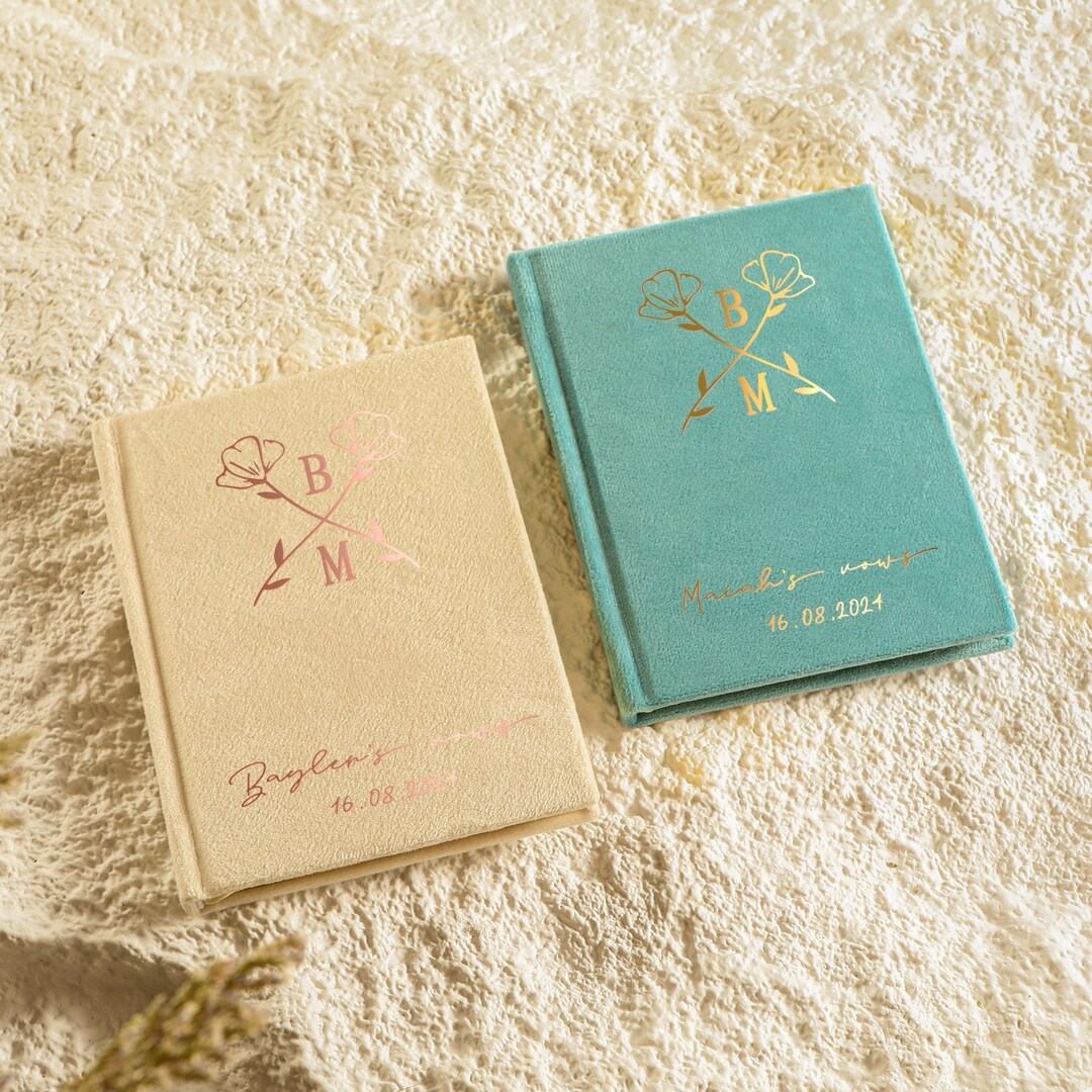 Custom Velvet Vow Book Set, Wedding Vow Booklet, 2 Vow Books, Deluxe ...
