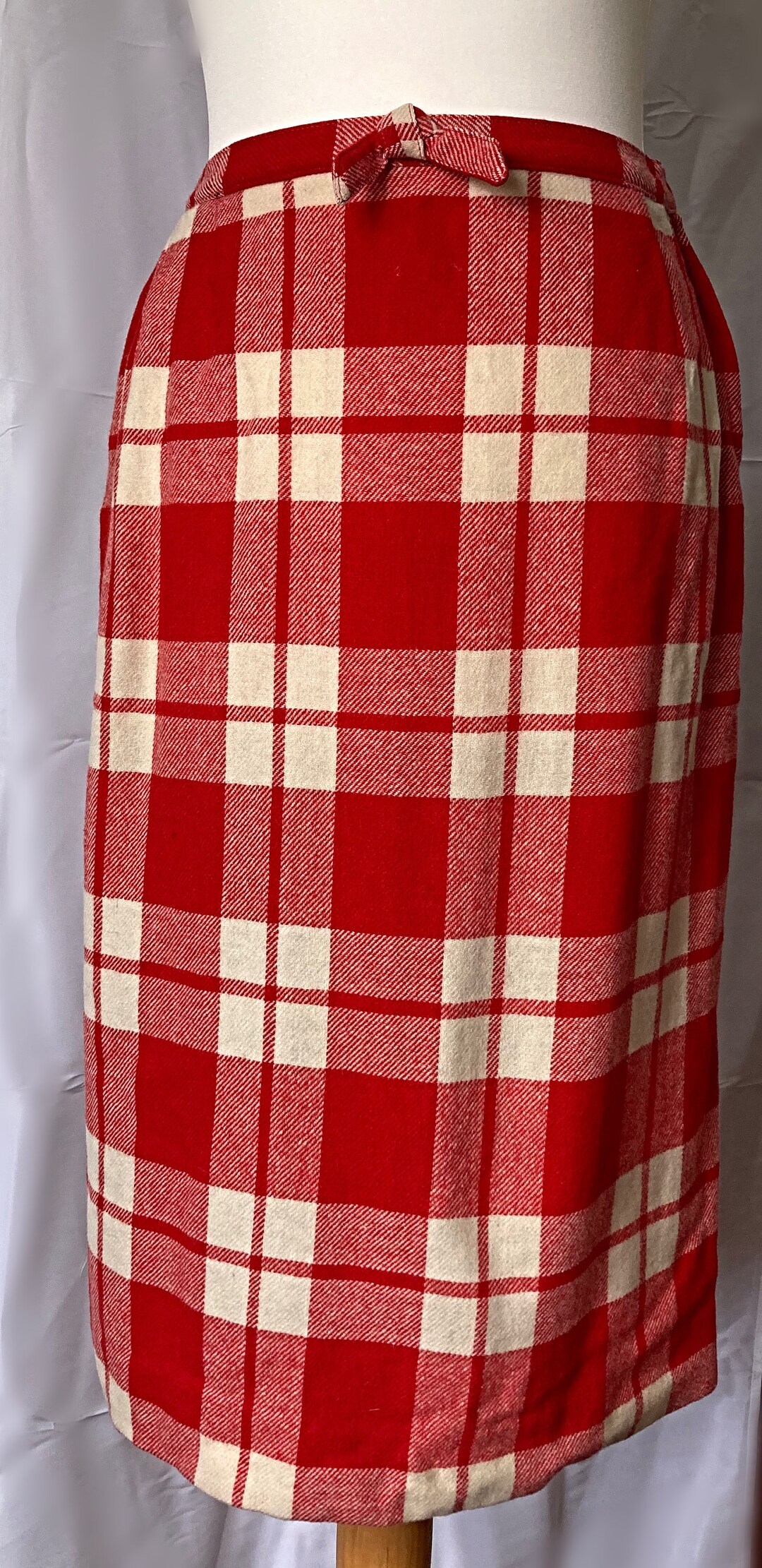 1950s Red and White Check Skirt - Etsy