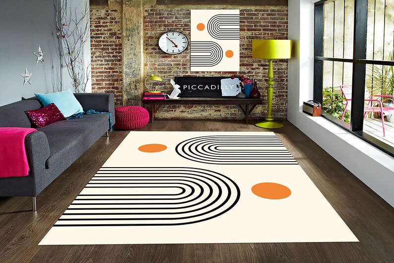 Retro Rug,mid Century Modern Wall Art Rug,colorful Rug,abstract Rug ...