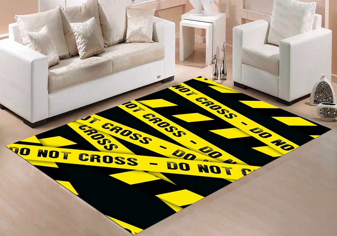 Do Not Cross Rug,police Line Decor,crime Scene Rug, Yellow and Black ...