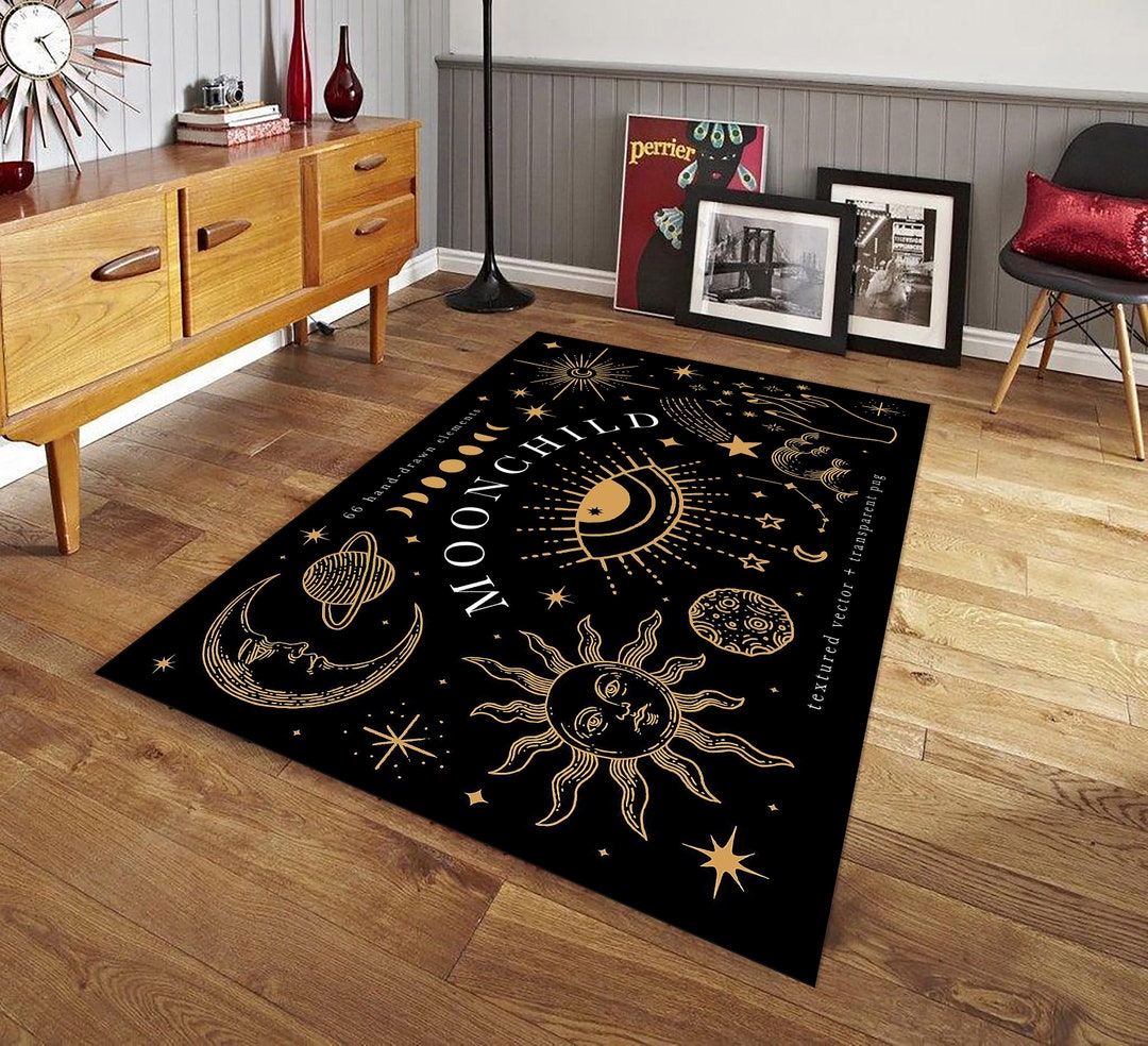 Moonchild Rug, Astrology Rug, Lunar Eclipse Rug, Zodiac Rug, Horoscope ...