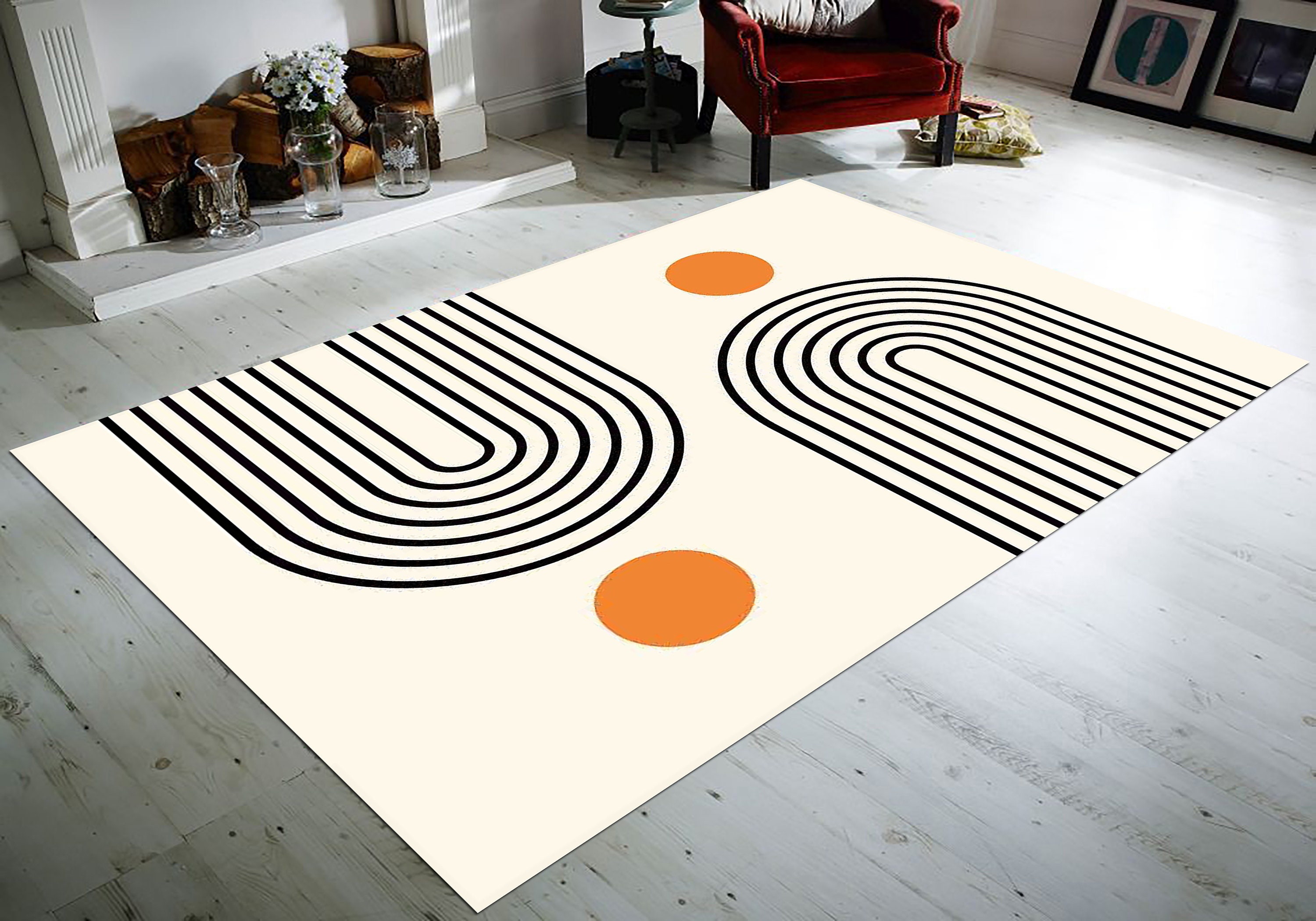 Retro Rug,mid Century Modern Wall Art Rug,colorful Rug,abstract Rug ...