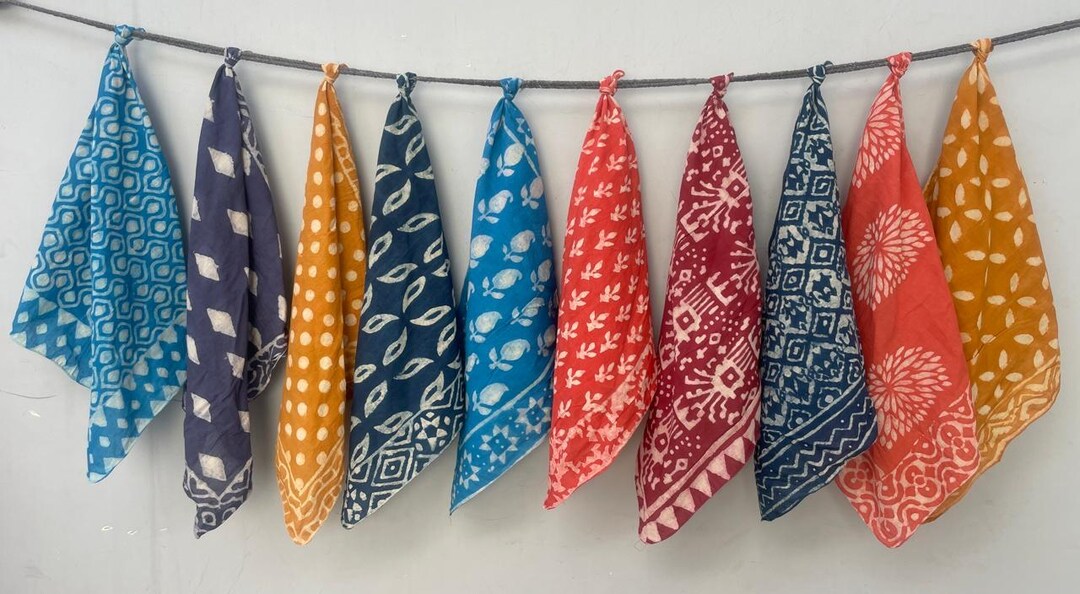 Set of 10 Mud Printed Indian Cotton Bandana Scarf,foulard,neckerchief ...