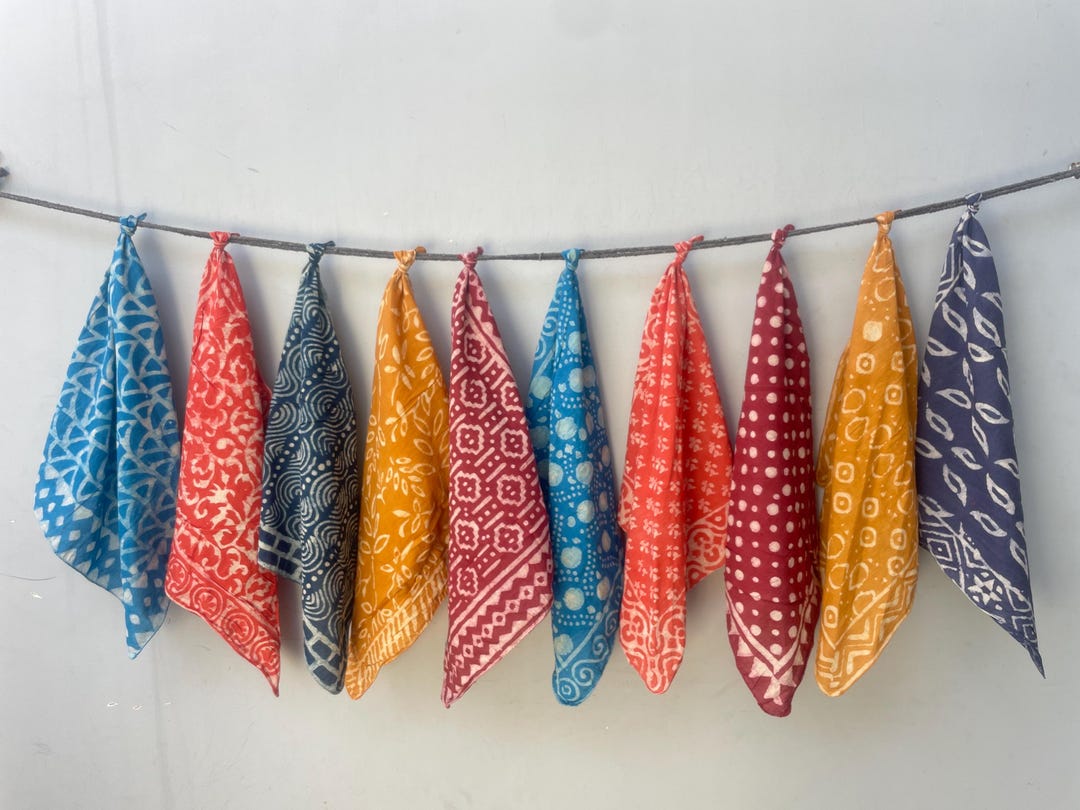 Set of 10 Mud Printed Indian Cotton Bandana Scarf,foulard,neckerchief ...