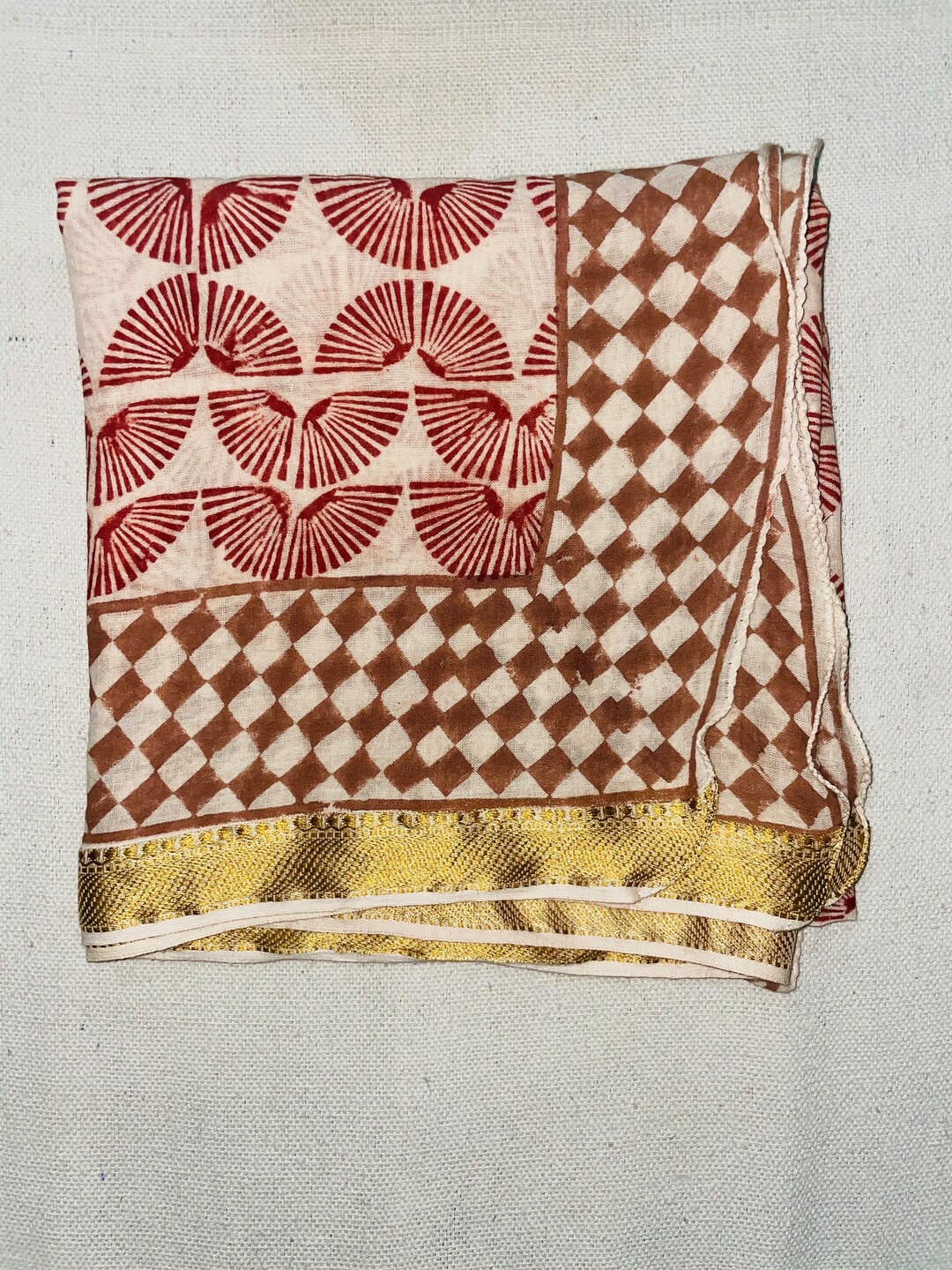 Traditional Indian Block Print Cotton Square Scarf - Boho Chic Style ...