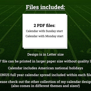 Football Monthly Calendar Planner 2024 BONUS Full Year Spread Instant ...