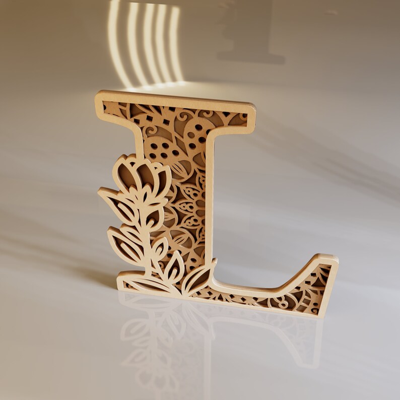 Letter L Svg Laser Cut Digital File Floral 3D Letter Home - Etsy Australia