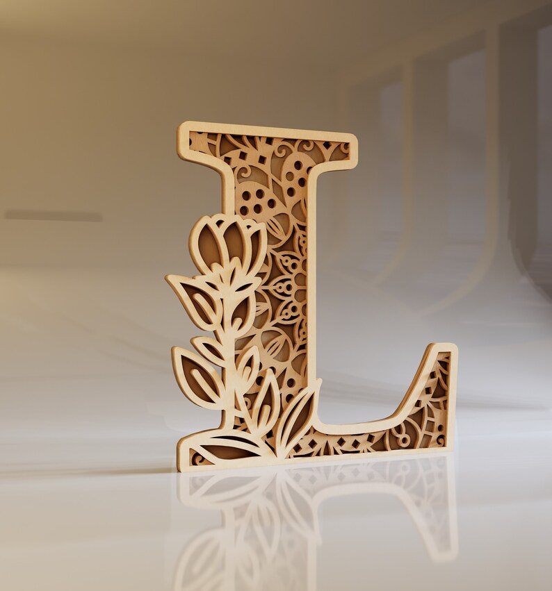 Letter L Svg Laser Cut Digital File Floral 3D Letter Home - Etsy