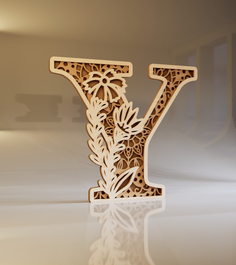 Letter Y 3D Layer SVG File Alphabet Floral Letter Gift for - Etsy