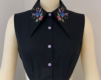 Embroidered Ivy Leaf Collar - Green Fake Shirt - 100% Cotton - Fits ...