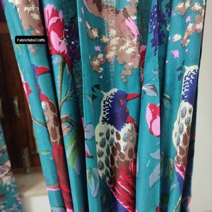 Tropical Rainforest Boho Curtains,bird of Paradise Teal Blue Cotton ...