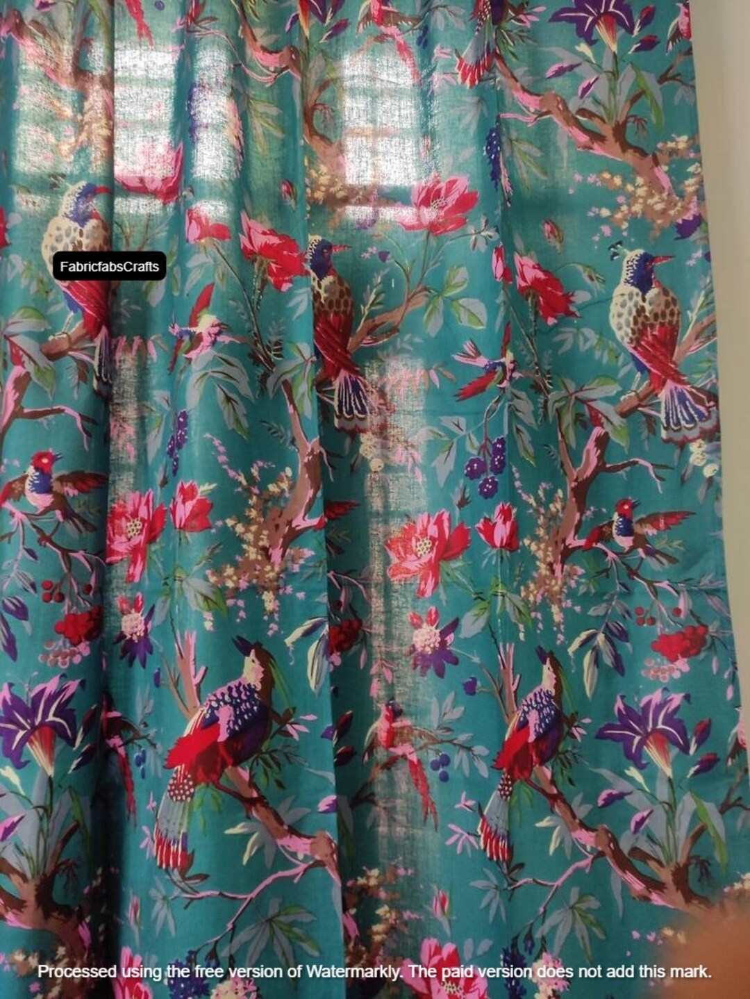 Tropical Rainforest Boho Curtains,bird of Paradise Teal Blue Cotton ...