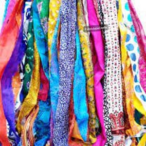 Indian Vintage Old Silk Sari Fabric Made Multi Color Silk Ribbon ...