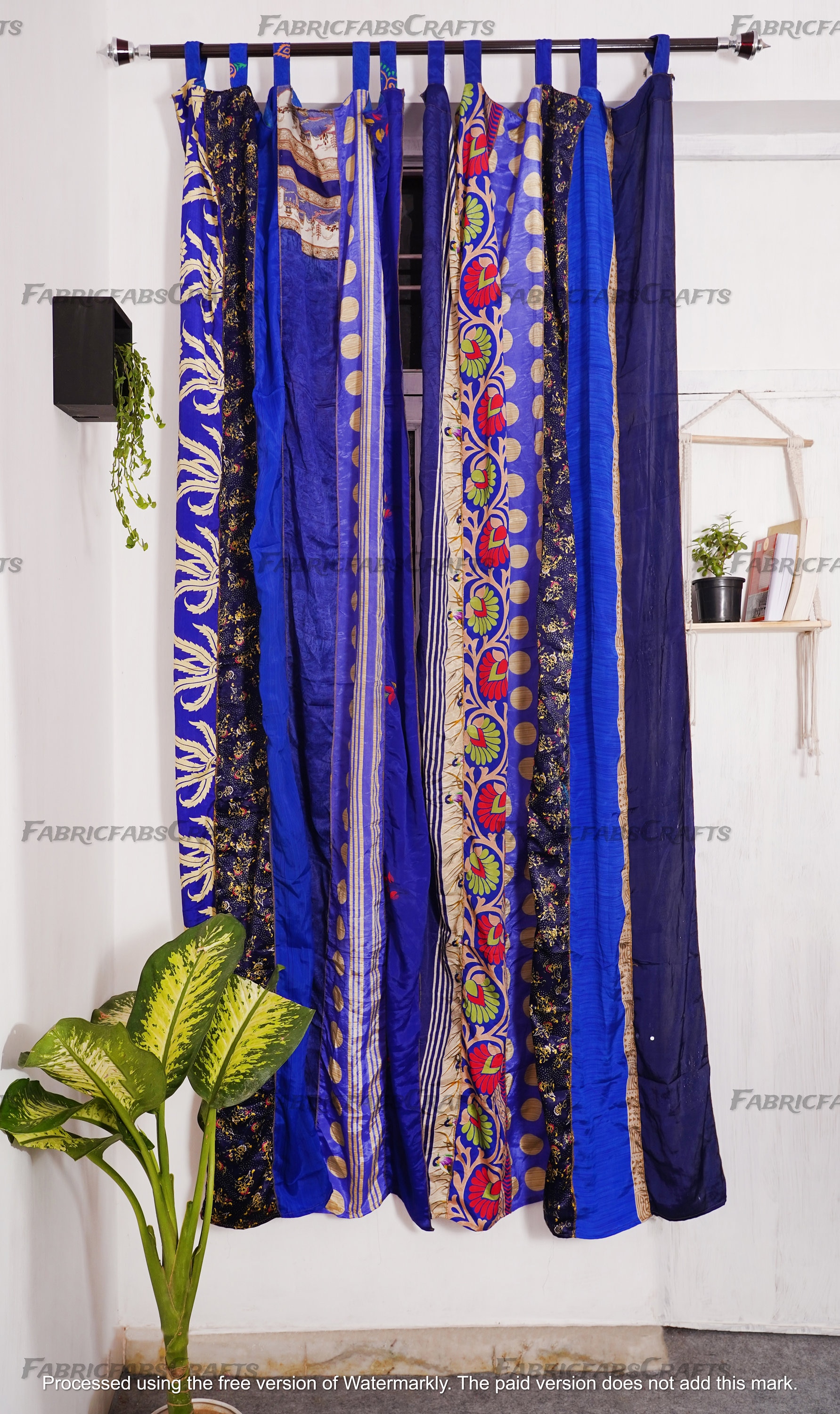 EXPRESS SERVICE of Indian Vintage Old Silk Sari Fabric Handmade Curtain ...