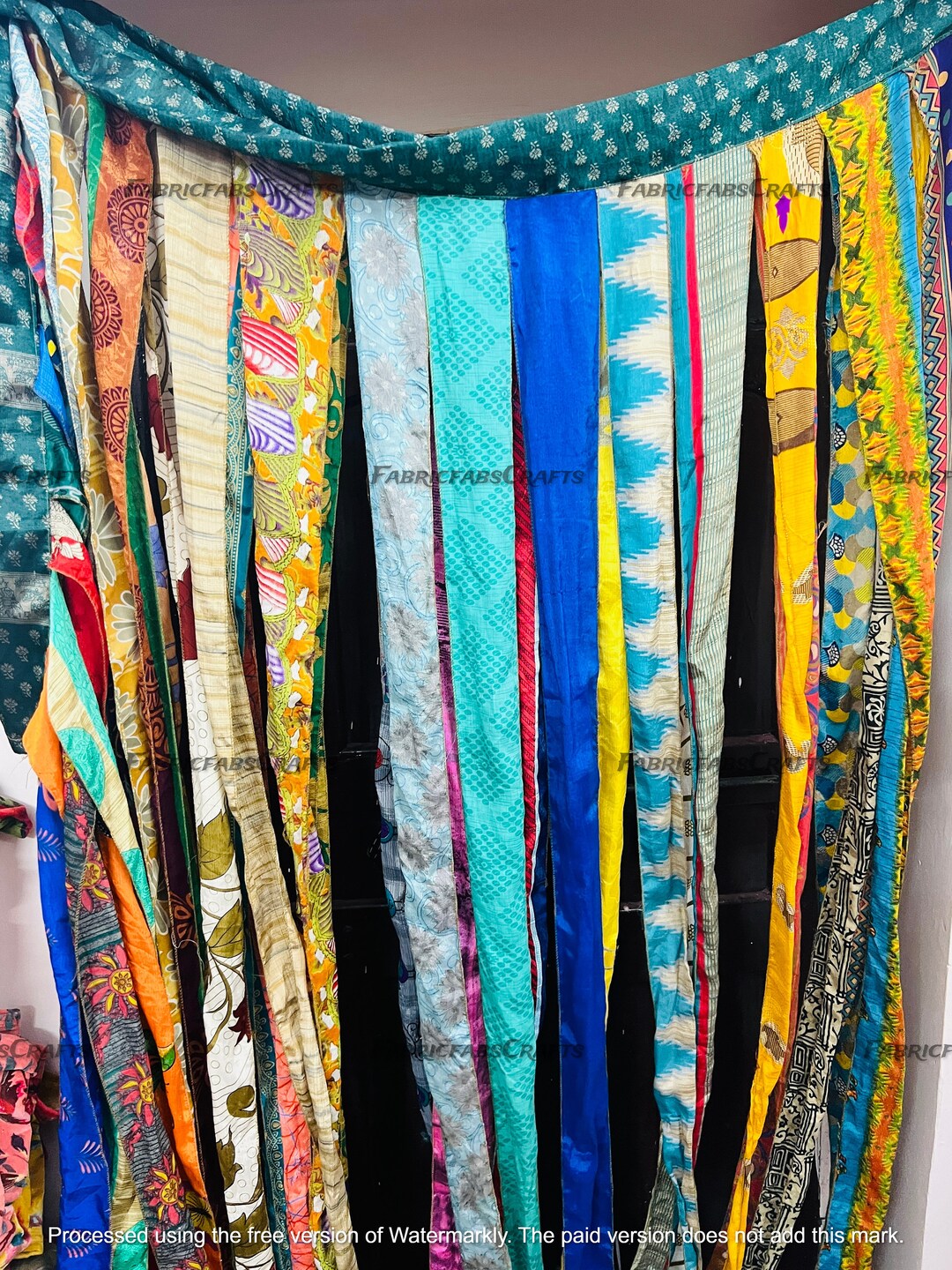 Indian Vintage Old Silk Sari Fabric Made Multi Color Silk Ribbon ...