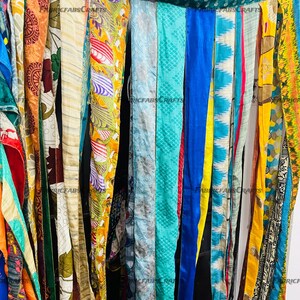 Indian Vintage Old Silk Sari Fabric Made Multi Color Silk Ribbon ...