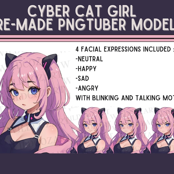 Pink Cat Girl Vtuber - Etsy UK
