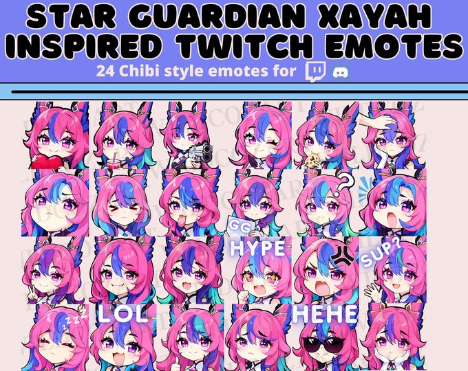 LOL TWITCH EMOTES - 24 Twitch/Discord emotes, Chibi anime style, Pink ...