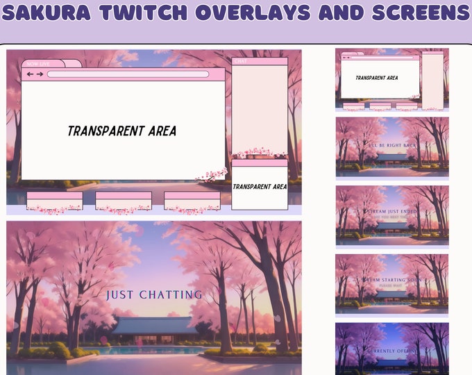 Sakura Animated Twitch Screens and Overlays - Just Chatting, Be Right ...