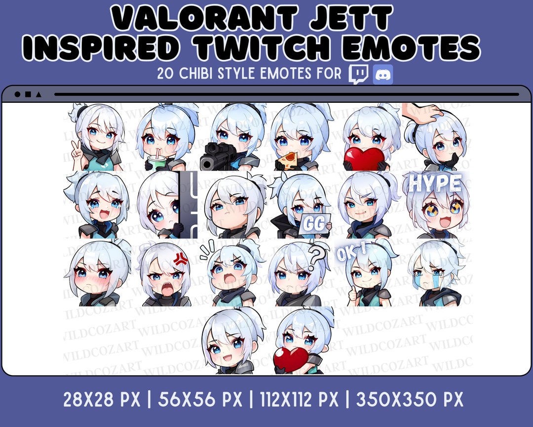 FPS TWITCH EMOTES - 20 Twitch/discord Emotes, Chibi Anime Style, White ...