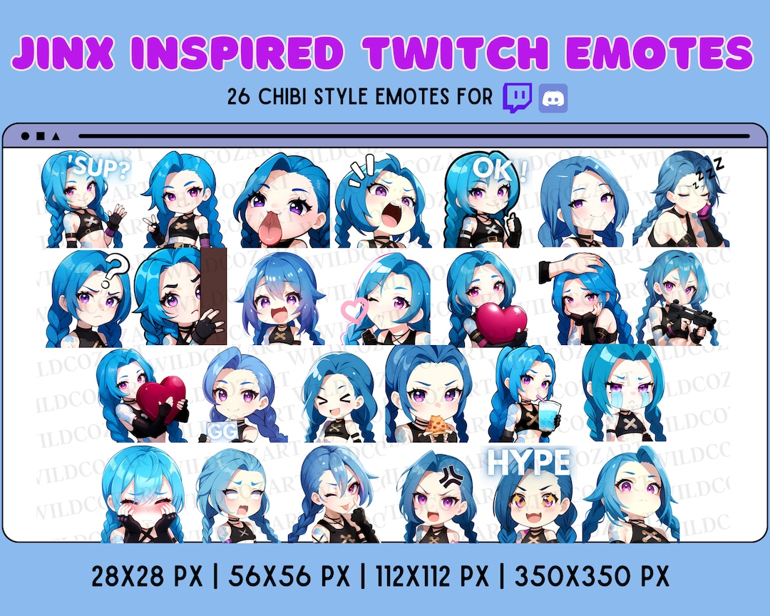 26 Blue Braided Hair Anime Girl Twitch & Discord Emotes | Chibi Kawaii ...