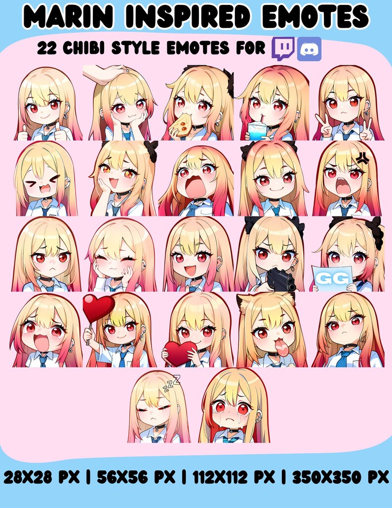 ANIME TWITCH EMOTES 22 Twitch/discord Emotes Chibi Anime - Etsy