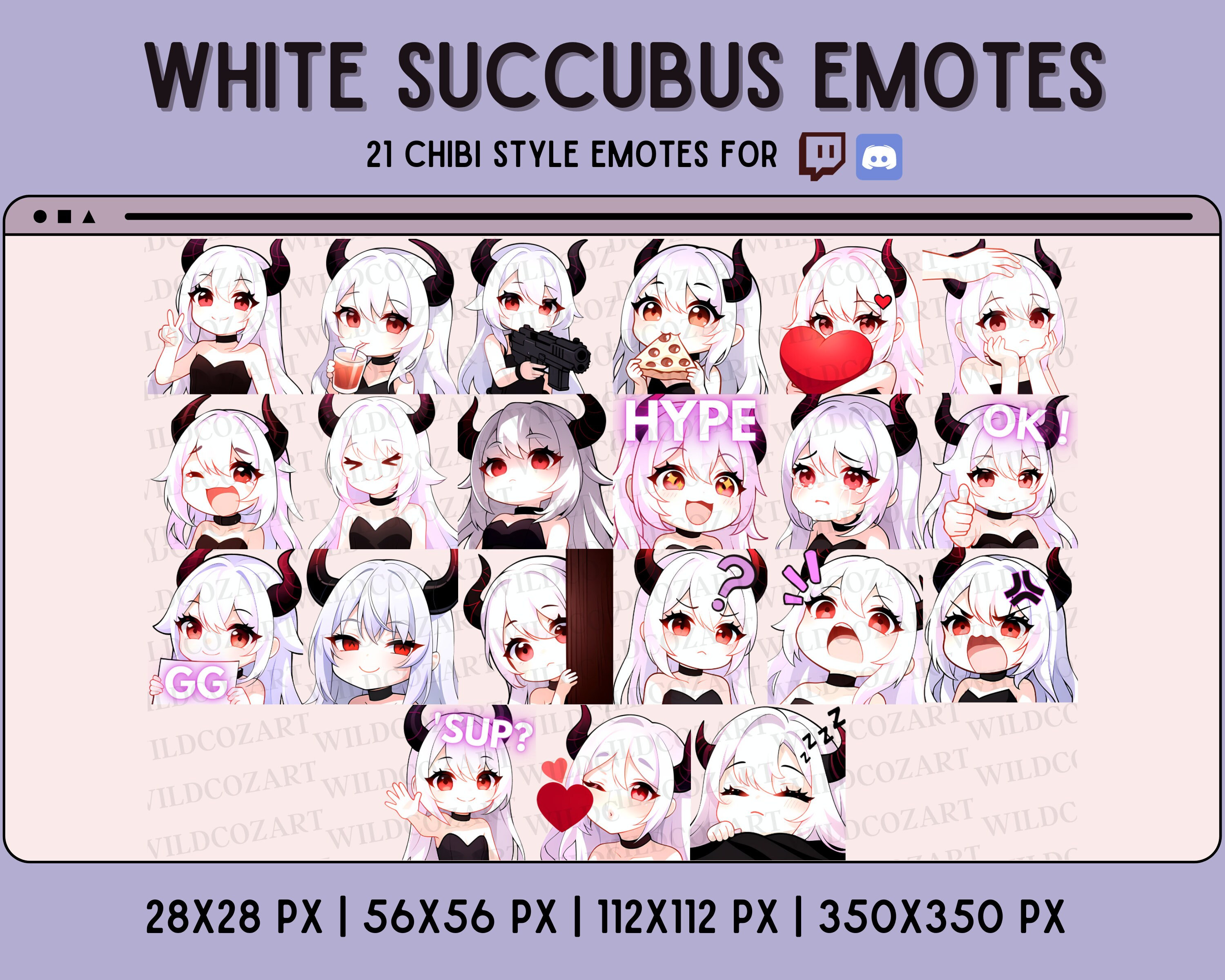 Cute Succubus Emotes Pack – 21 Chibi Anime Twitch & Discord Emotes ...