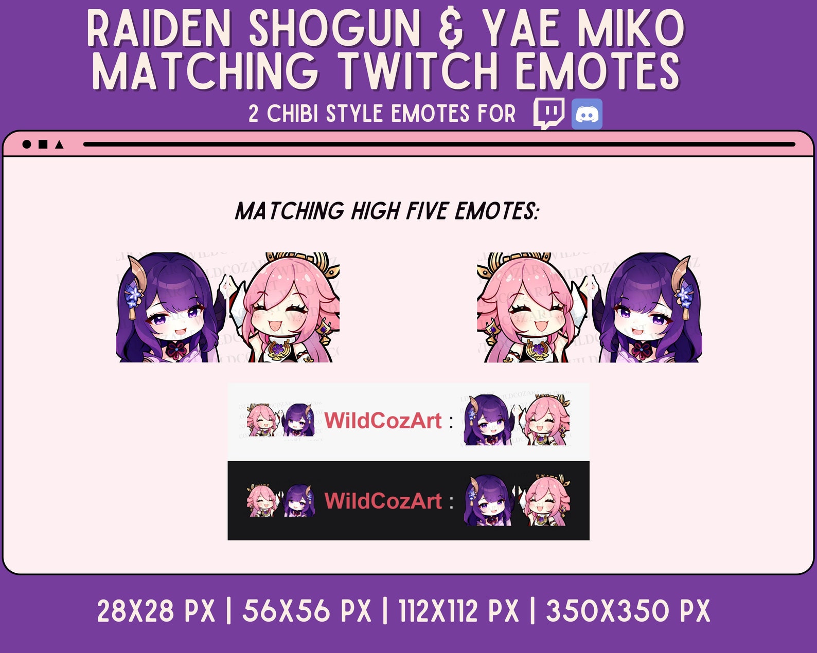 Genshin MATCHING TWITCH EMOTES, 2 High Five Twitch/discord Emotes ...