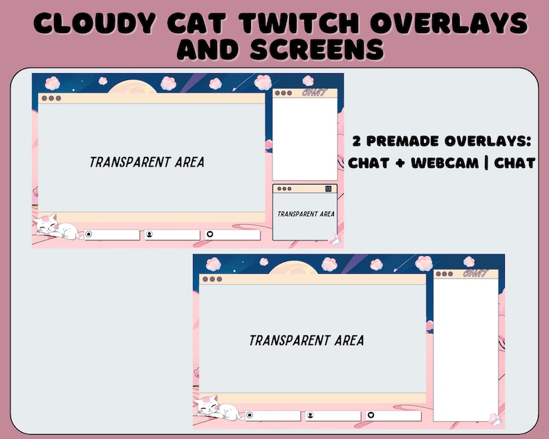 CLOUDY CAT Animated Twitch Screens and Overlays - Be Right Back, Starting Soon, Stream Ended ...
