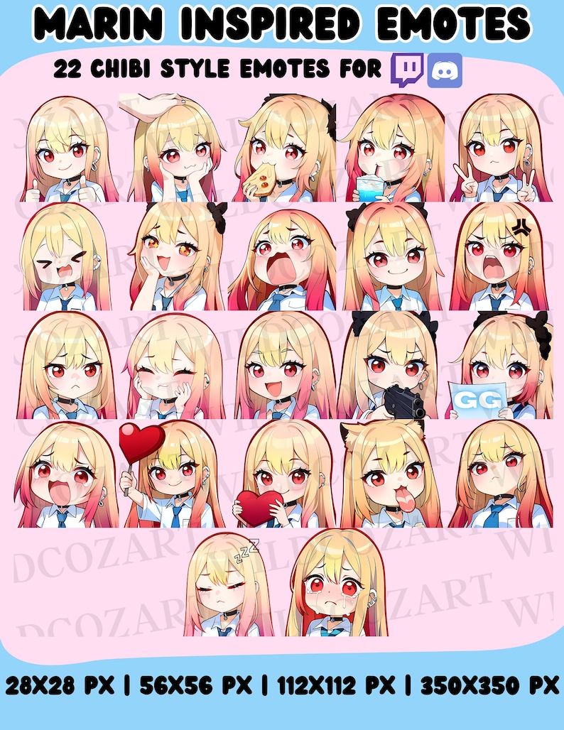 ANIME TWITCH EMOTES - 22 Twitch/Discord emotes, Chibi anime style ...