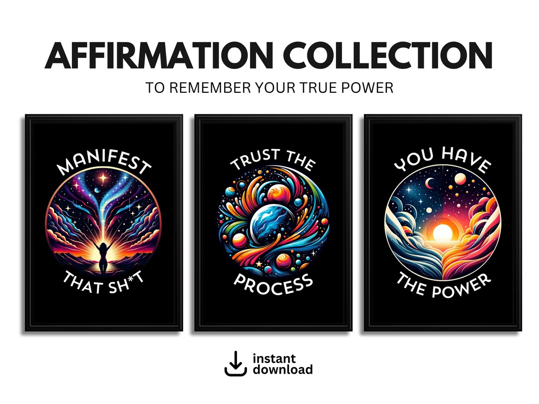 Manifest Your Power Bundle 3 Abstract Cosmic Art Posters With Positive ...