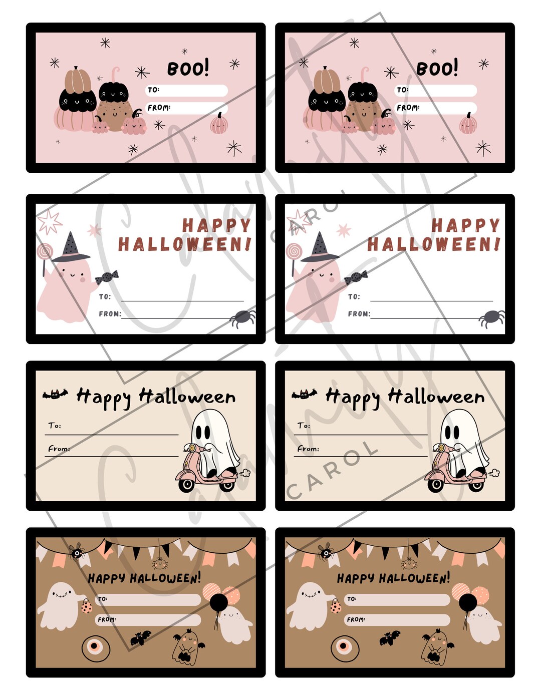 Halloween Gift Tag Cute Kids Classroom Trick or Treat Label Printable ...