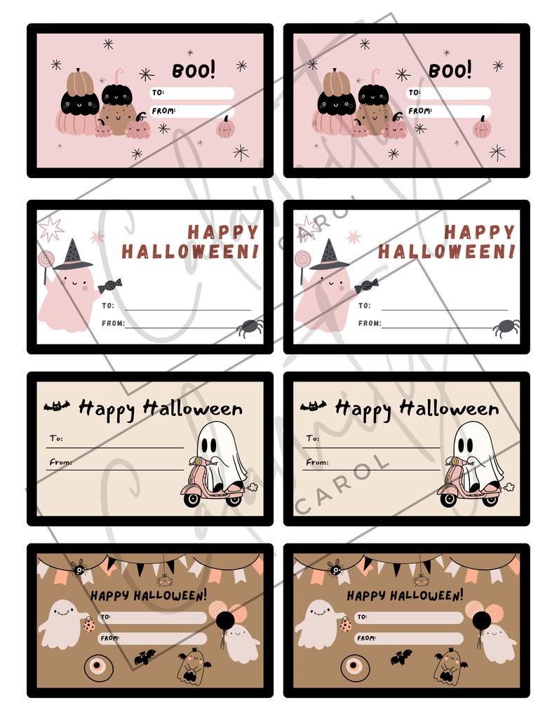 Halloween Gift Tag Cute Kids Classroom Trick or Treat Label Printable ...