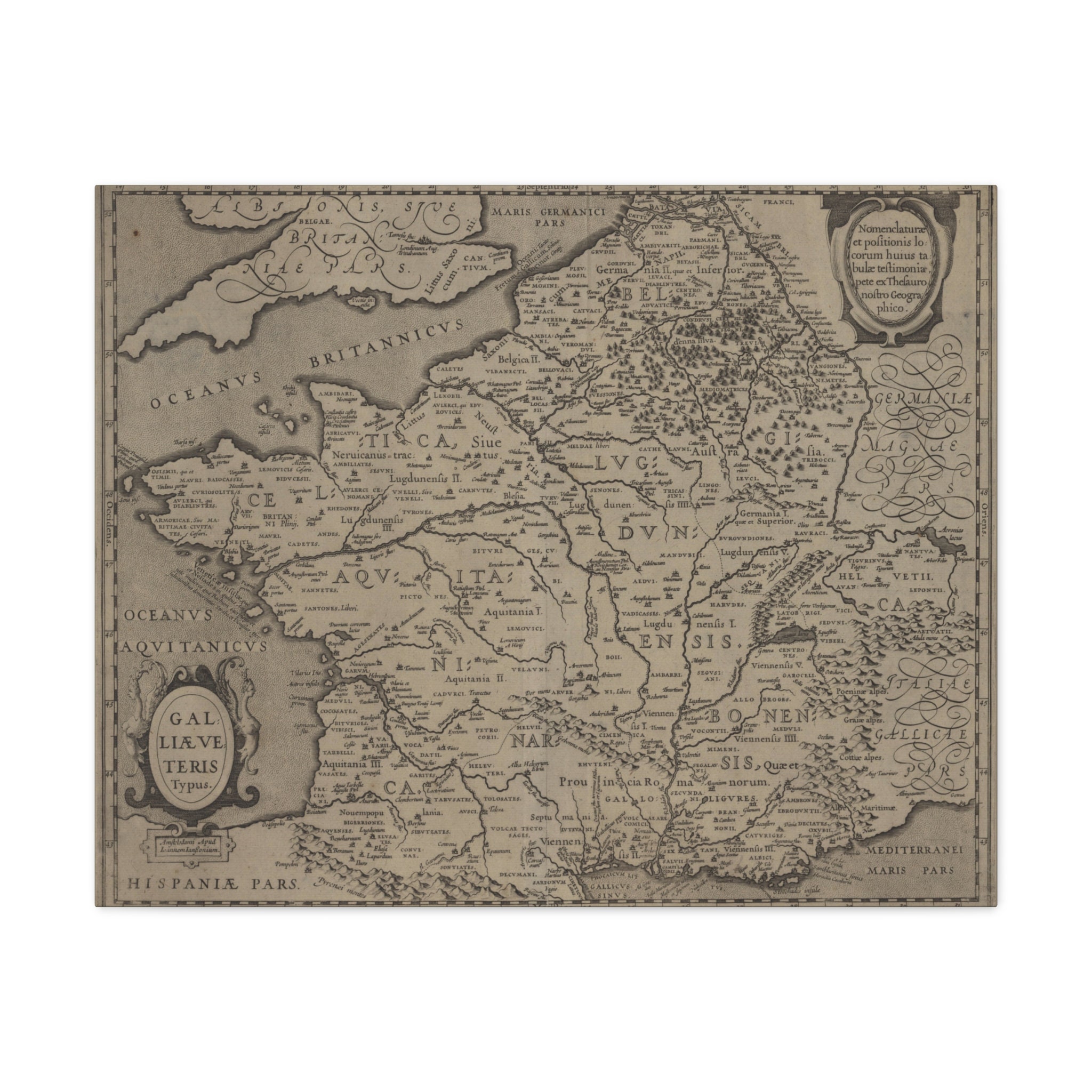 Ancient Gaul Map Europe 30x24 Canvas - Etsy